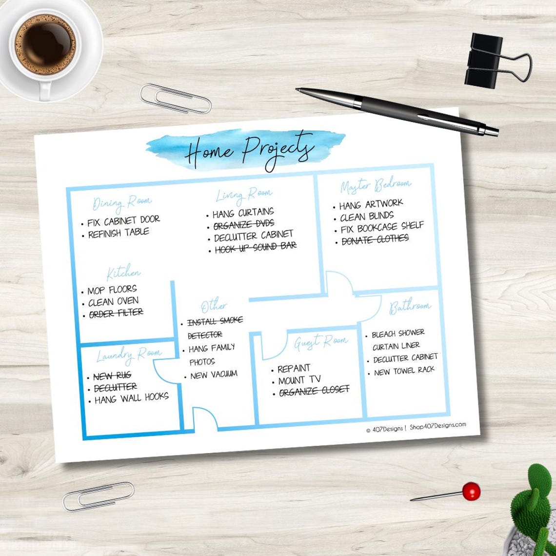 Printable Home Projects List | Home to Do List | Digital Download ...