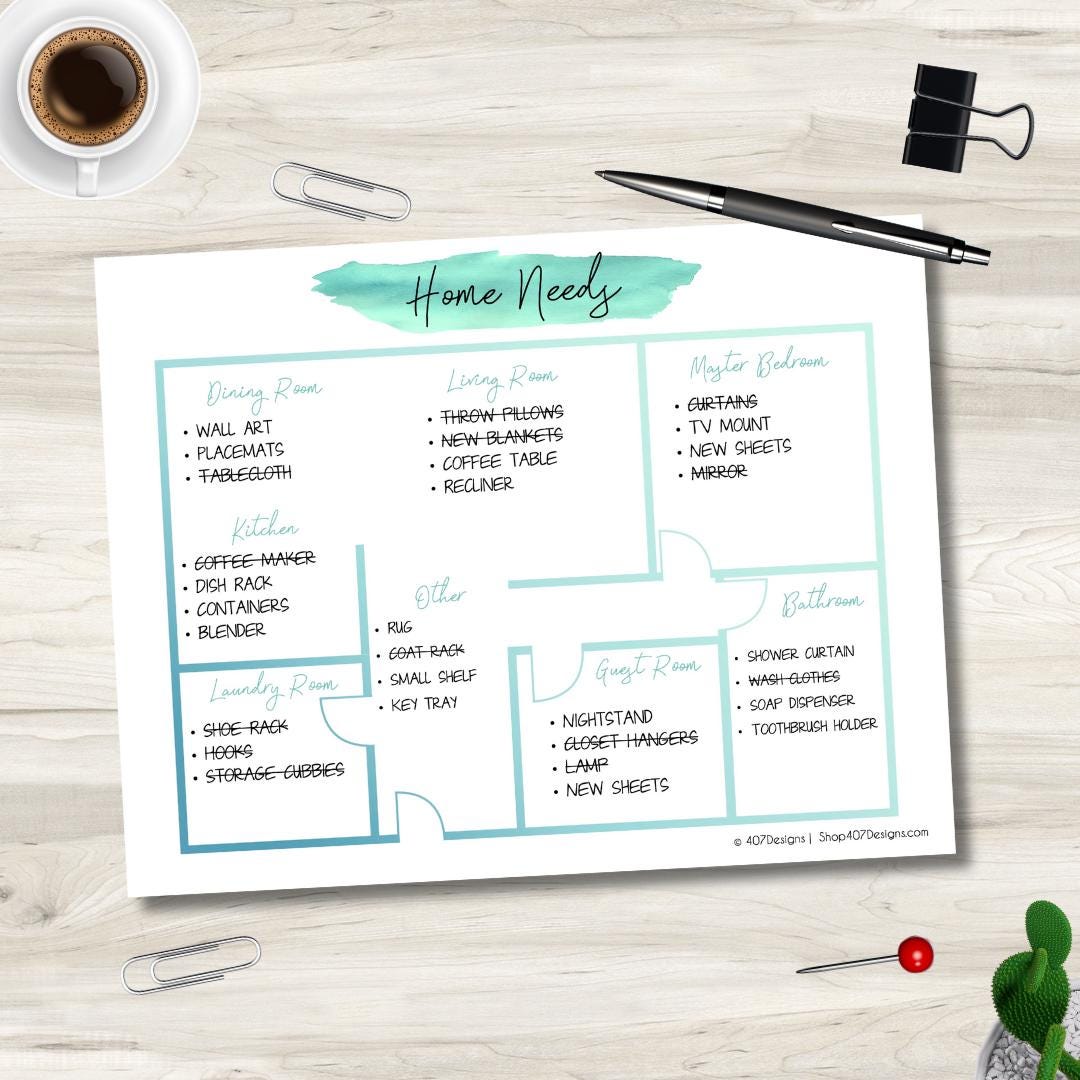 Printable Home Needs List | Home Shopping List | Digital Download ...