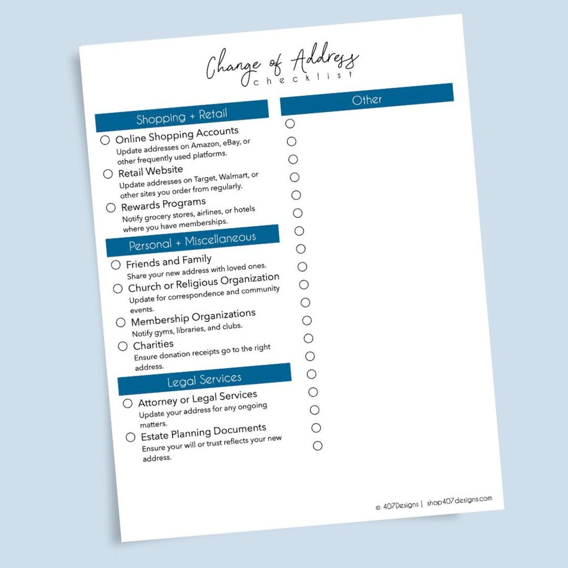 Change of Address Checklist | Digital Download | Moving Checklist | New ...