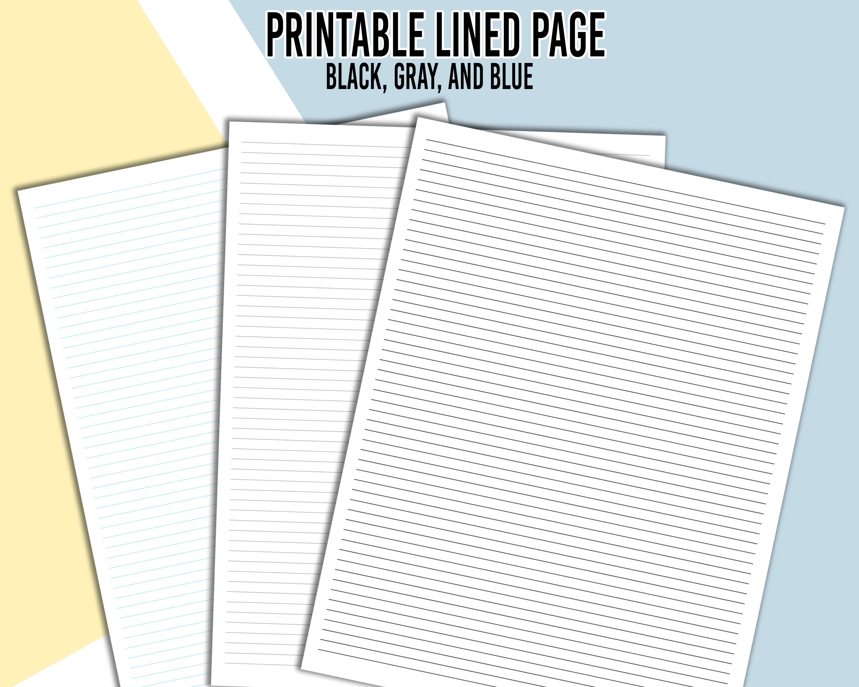 Printable Lined Page Digital Download Filler Paper PDF Download Lined ...