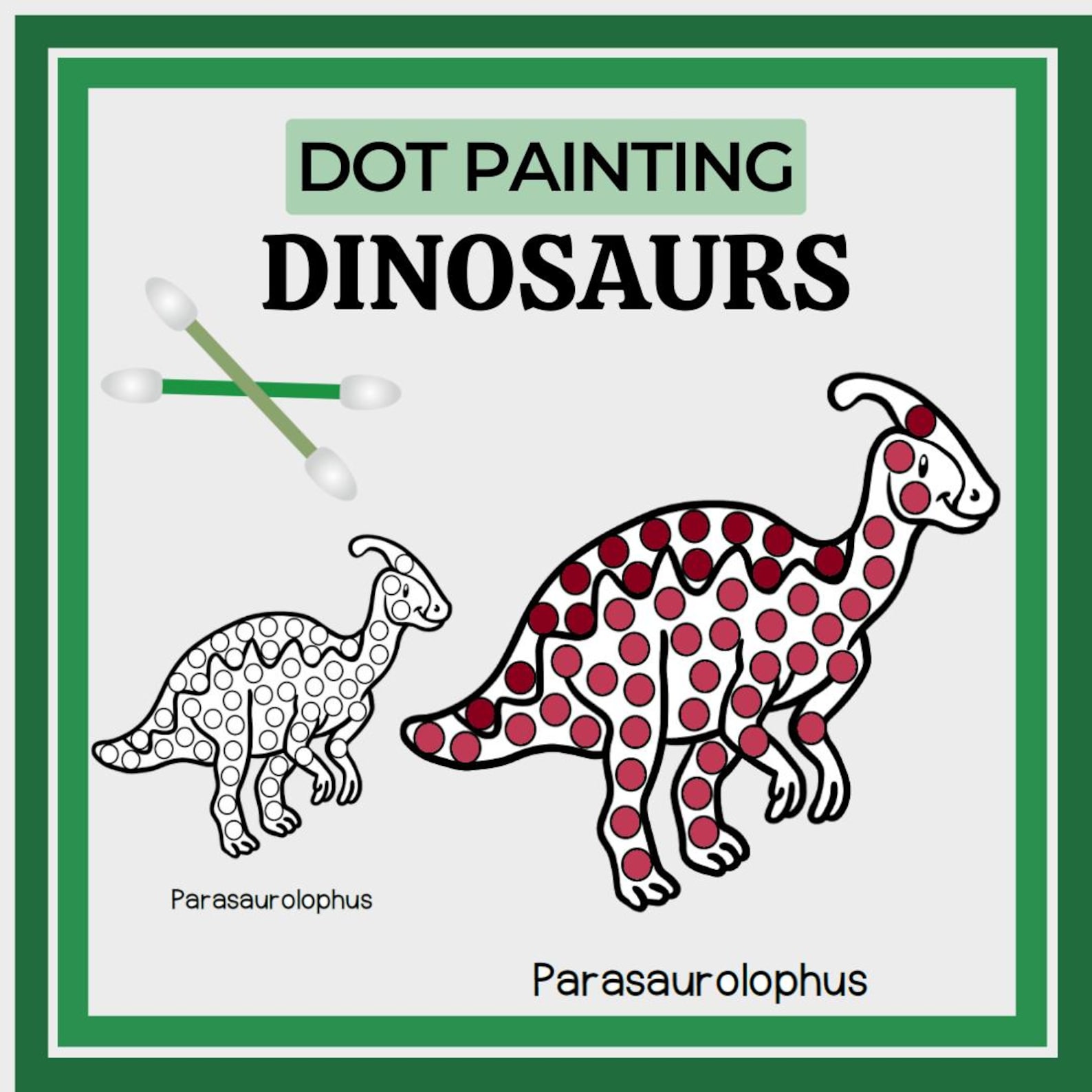 Fine Motor Skills Q-tip Dot Painting | Dinosaur Printable Activity - Etsy