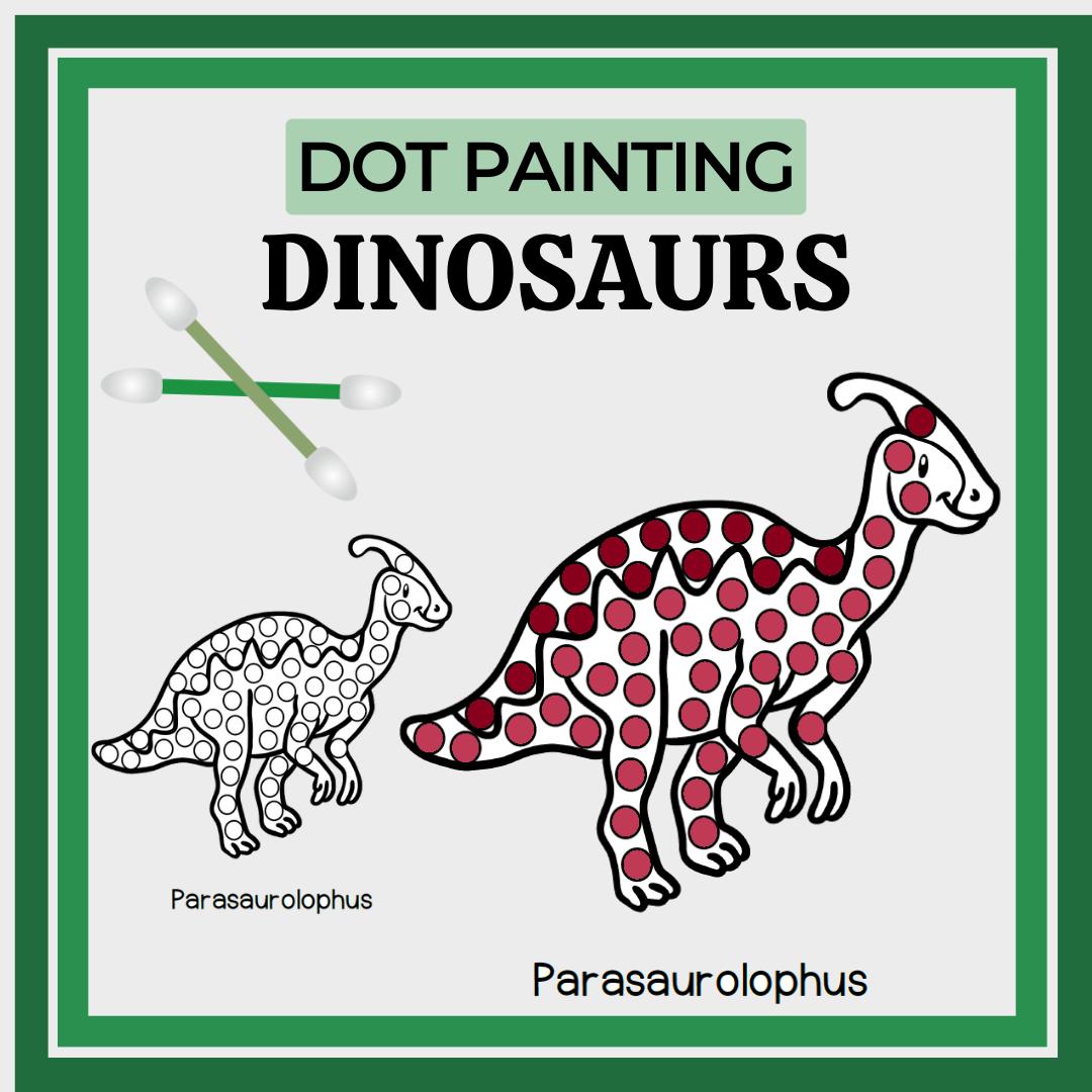 Fine Motor Skills Q-tip Dot Painting | Dinosaur Printable Activity - Etsy