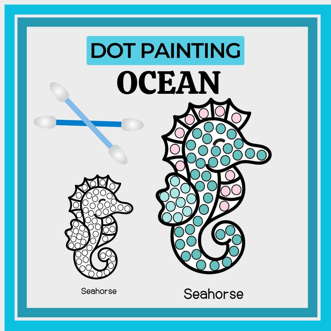 Fine Motor Skills Q-tip Dot Painting | Ocean Printable Activity - Etsy