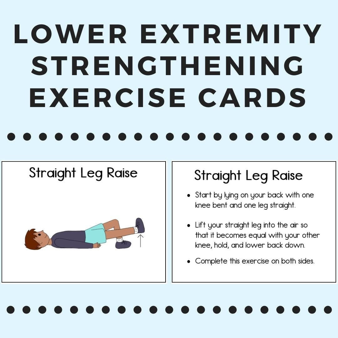 Lower Extremity Exercise Cards | PT + OT Printable With Descriptions - Etsy