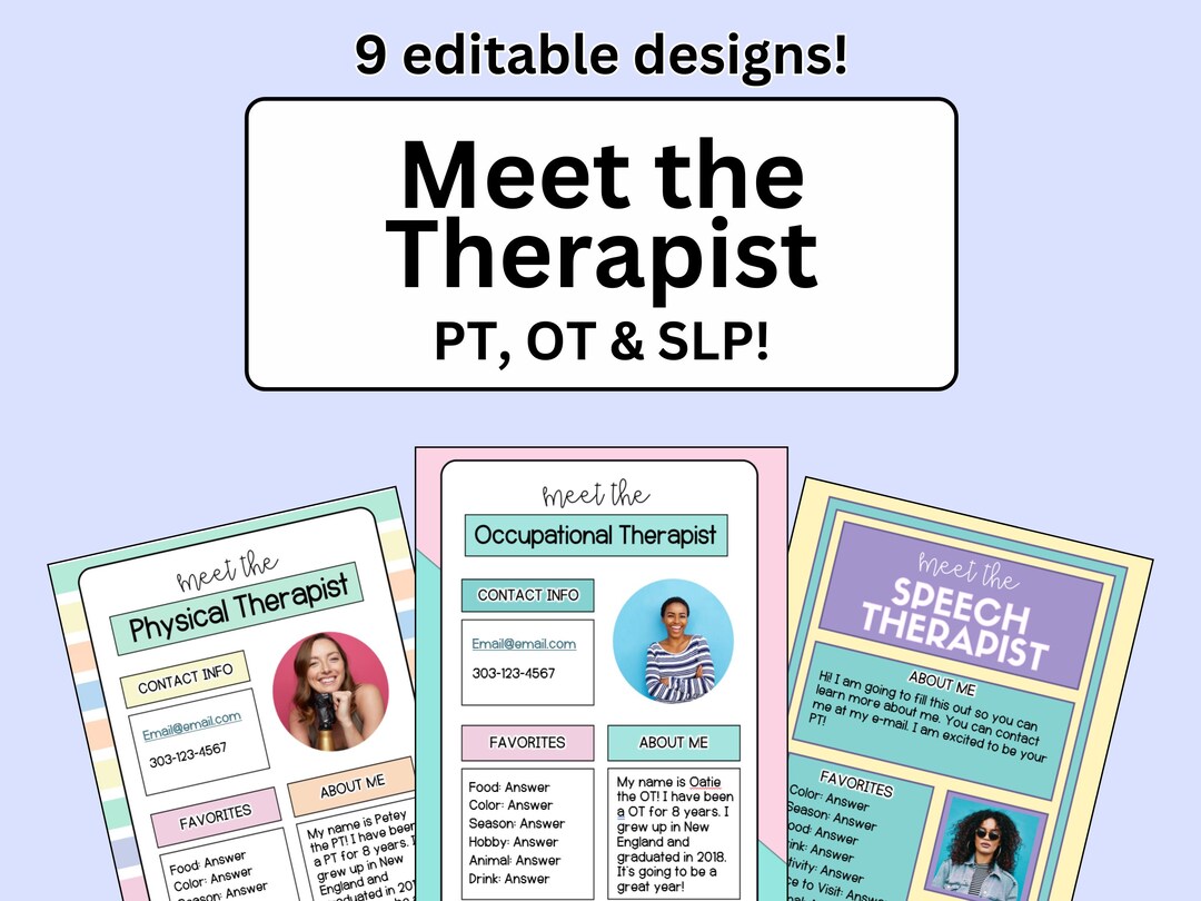 Meet the Therapist PT, OT & Speech Therapy Introduction - Etsy