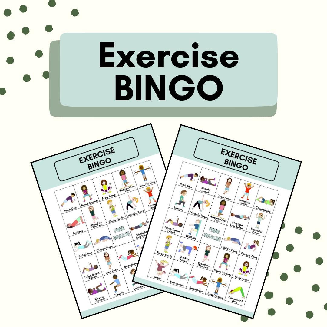 Exercise & Core Strength Bingo Bundle | PT, OT, Phys Ed Printable - Etsy