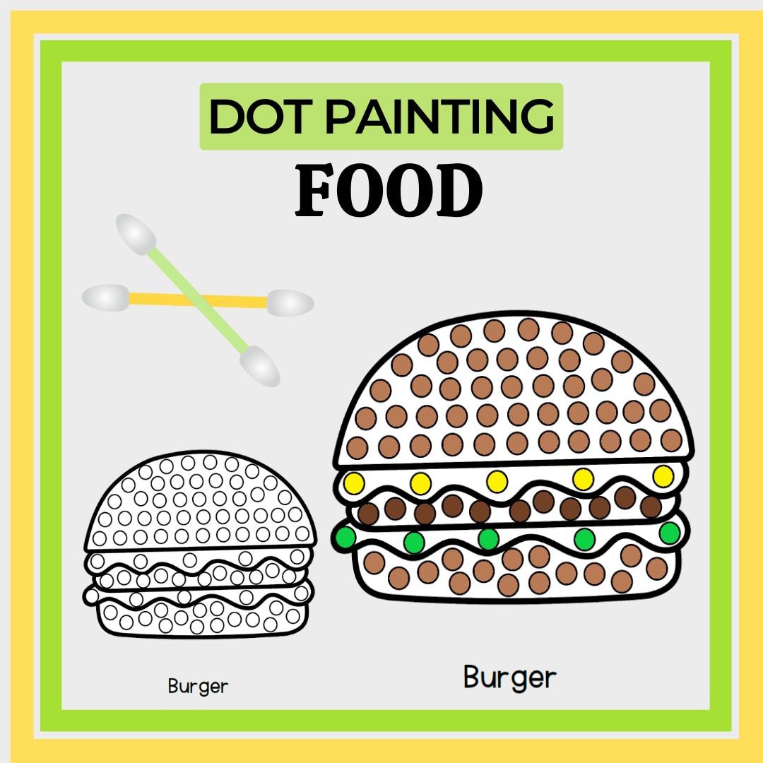 Fine Motor Skills Q-tip Dot Painting | Food Printable Activity - Etsy