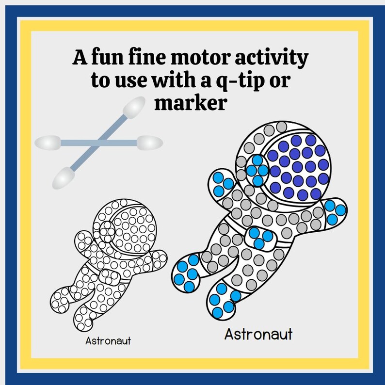Fine Motor Skills Q-tip Dot Painting | Space Printable Activity - Etsy