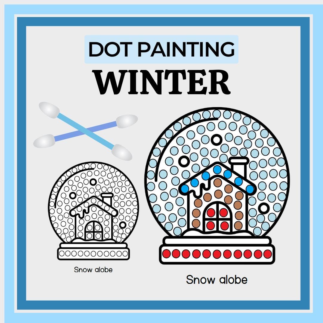 Fine Motor Dot Q-tip Painting | Winter Theme - Etsy