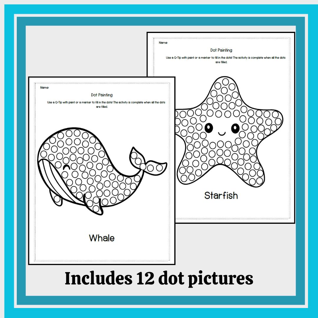 Fine Motor Skills Q-tip Dot Painting | Ocean Printable Activity - Etsy