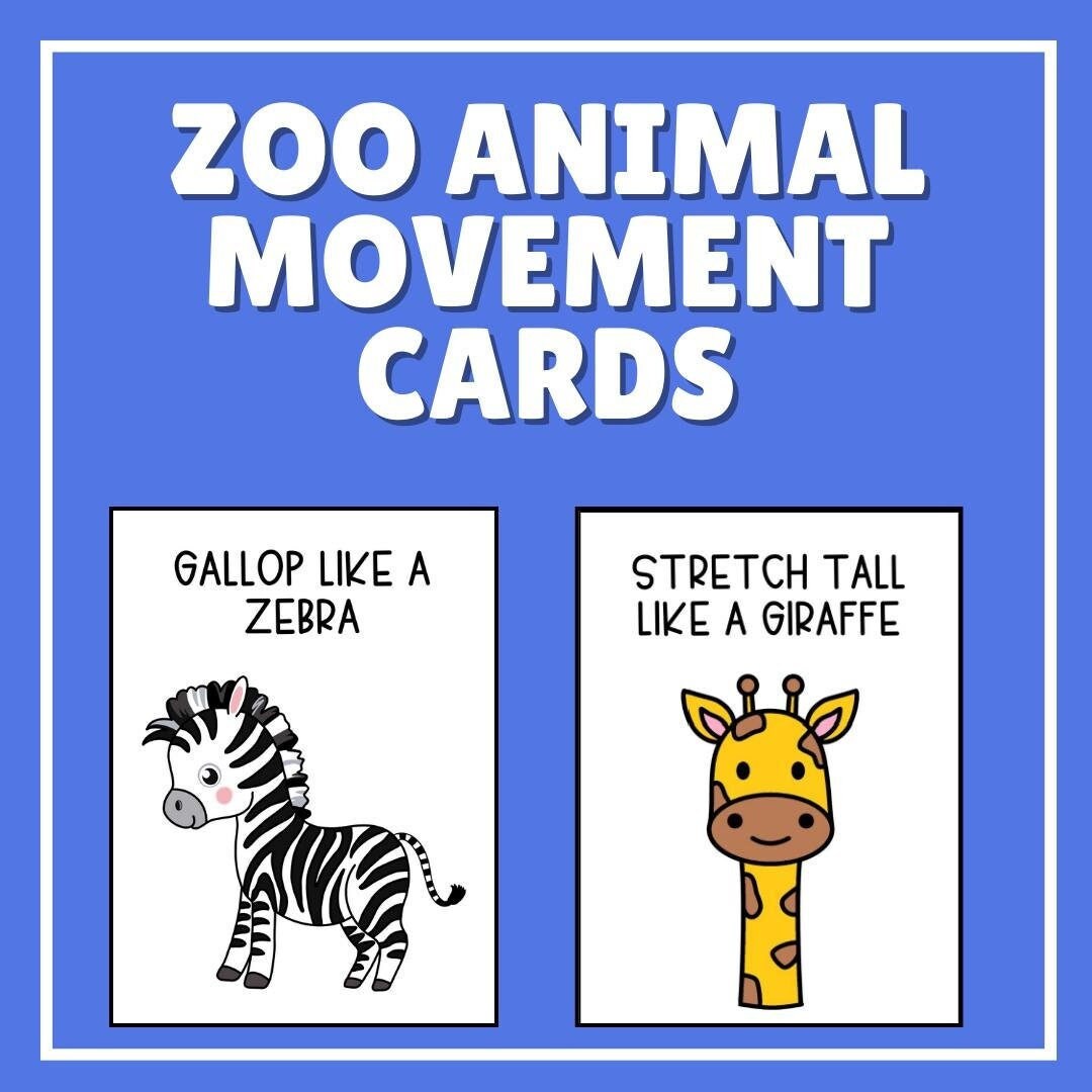 Zoo Animal Movement Cards | Gross Motor Fun for PT, OT, Phys Ed - Etsy