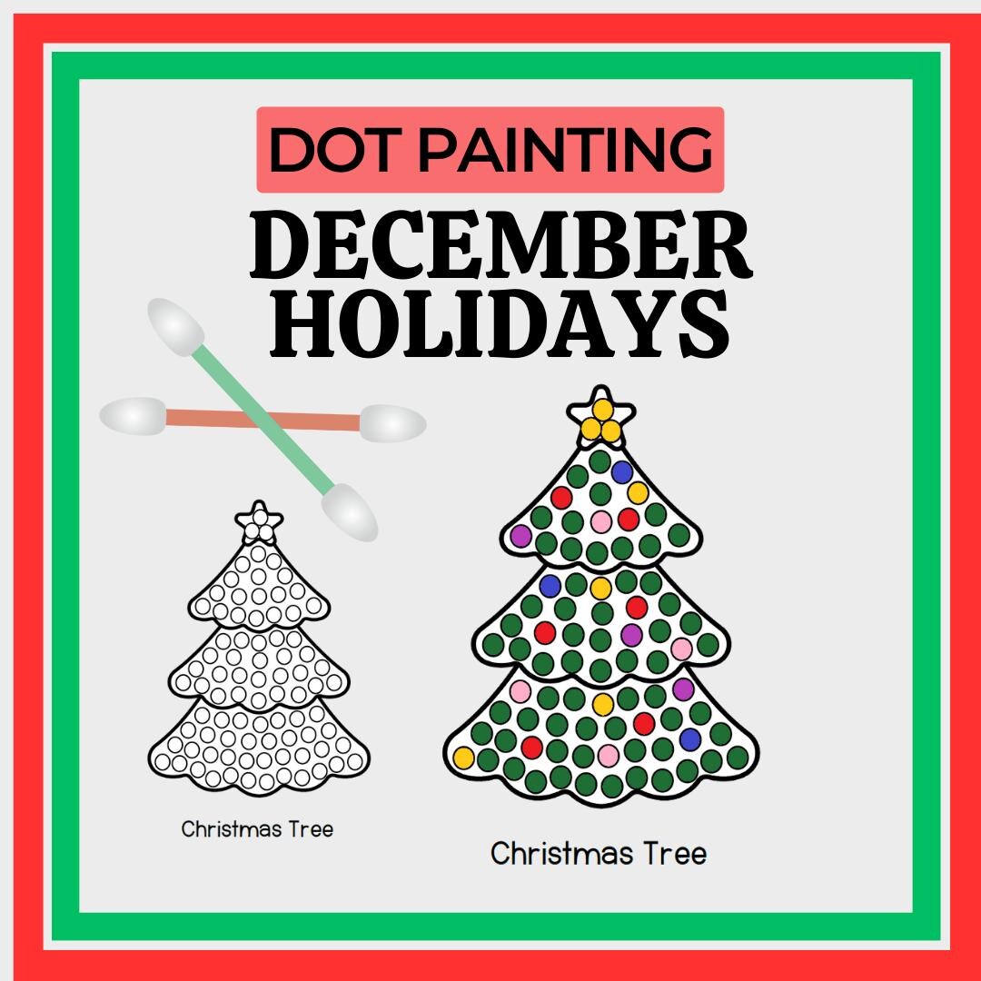 Fine Motor Skills Q-tip Dot Painting December Holidays Printable - Etsy