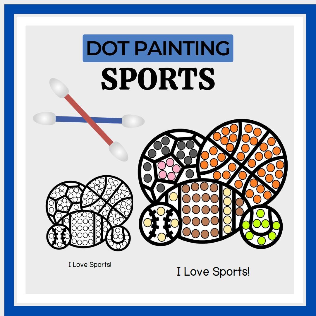Fine Motor Skills Q-tip Dot Painting | Sports Printable Activity - Etsy