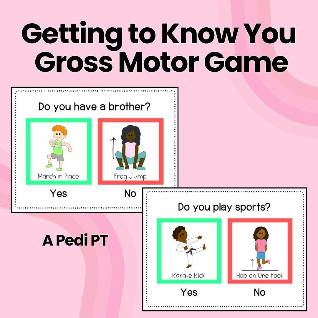 Gross Motor Game | Getting to Know You Activity for PT, OT, Phys Ed - Etsy