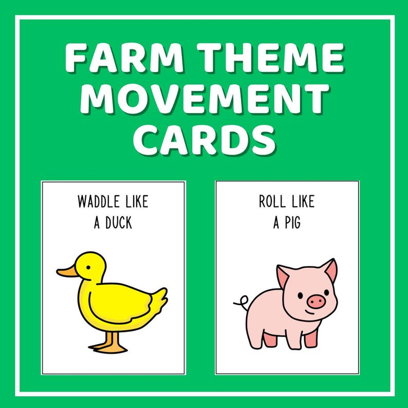 Farm Theme Gross Motor Movement Cards | Fun and Engaging Activity for ...