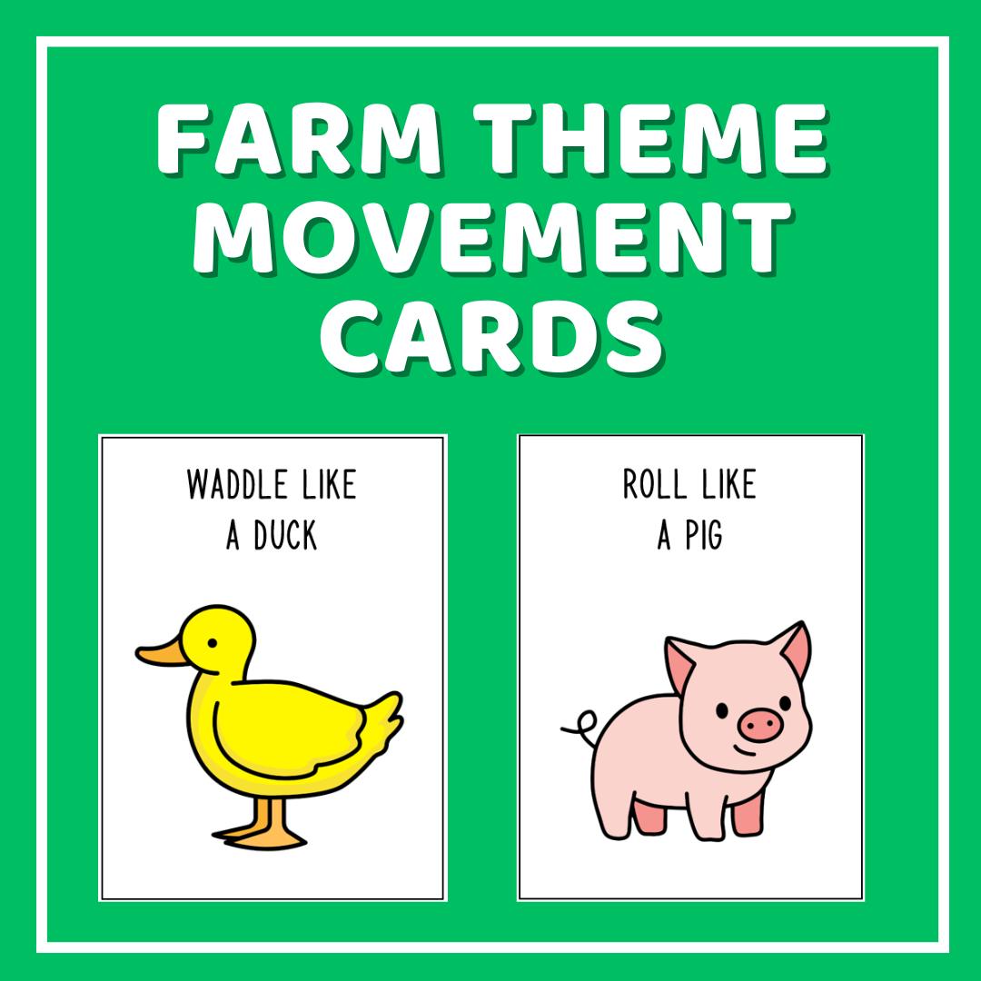 Farm Theme Gross Motor Movement Cards | Fun and Engaging Activity for ...