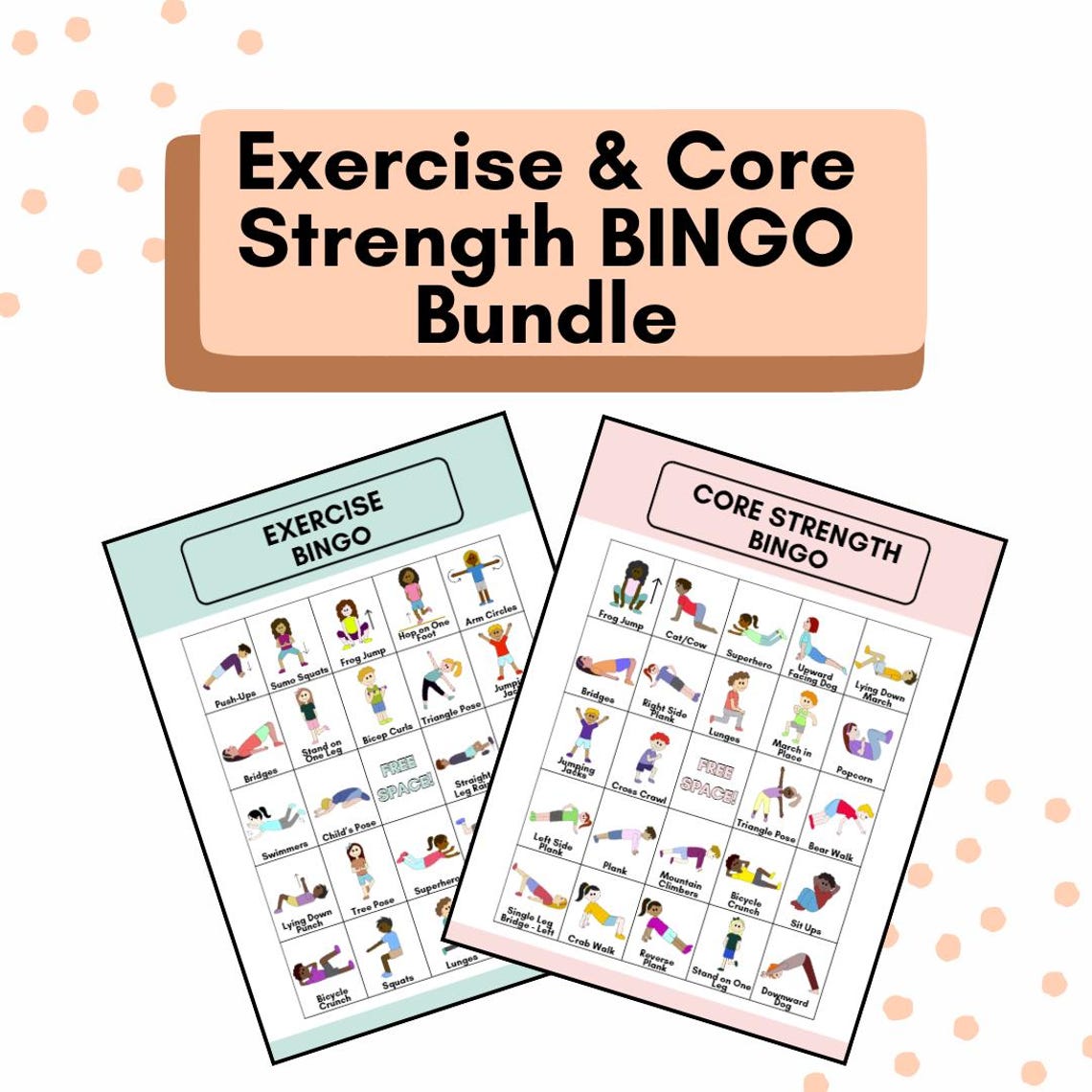 Exercise & Core Strength Bingo Bundle | PT, OT, Phys Ed Printable - Etsy