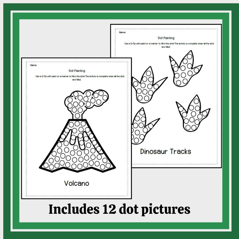 Fine Motor Skills Q-tip Dot Painting Dinosaur Printable Activity - Etsy