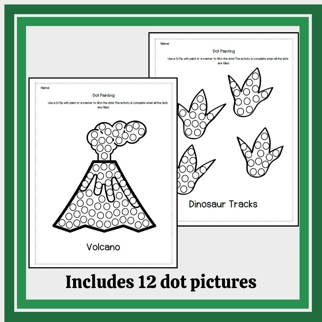 Fine Motor Skills Q-tip Dot Painting Dinosaur Printable Activity - Etsy