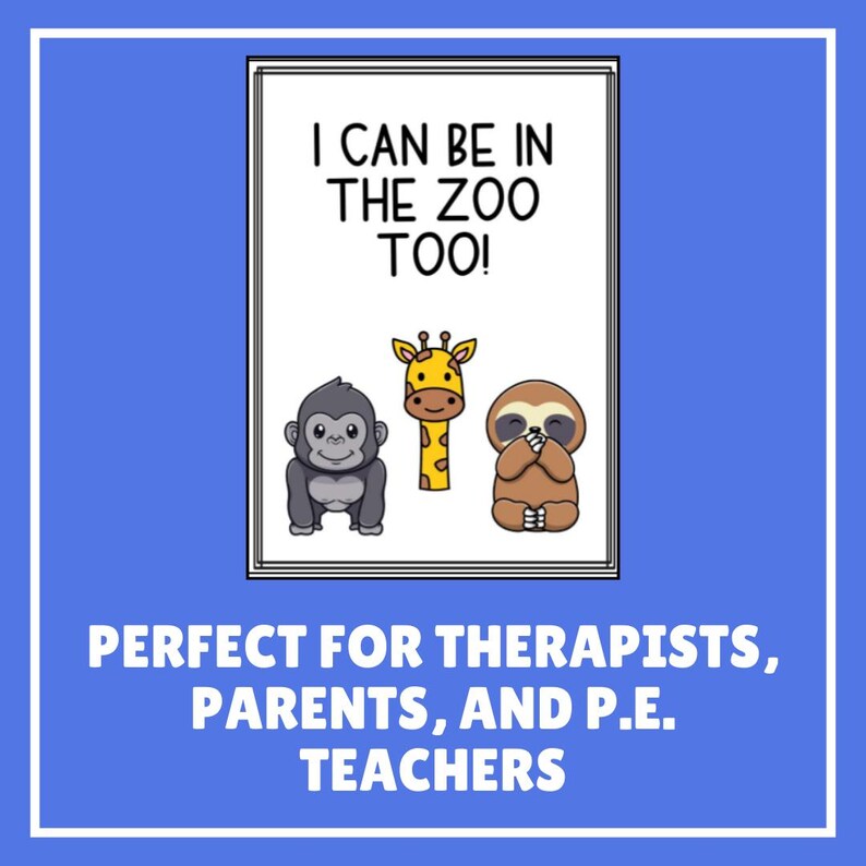 Zoo Animal Movement Cards | Gross Motor Fun for PT, OT, Phys Ed - Etsy