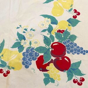 Vintage Tablecloth, Shabby Chic, 1950s Tablecloth, Fruit Tablecloth ...