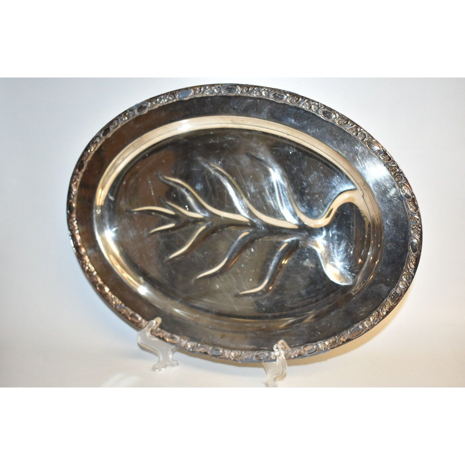 Vintage William Rogers VICTORIAN ROSE Round Silver Meat Tray, Rope ...