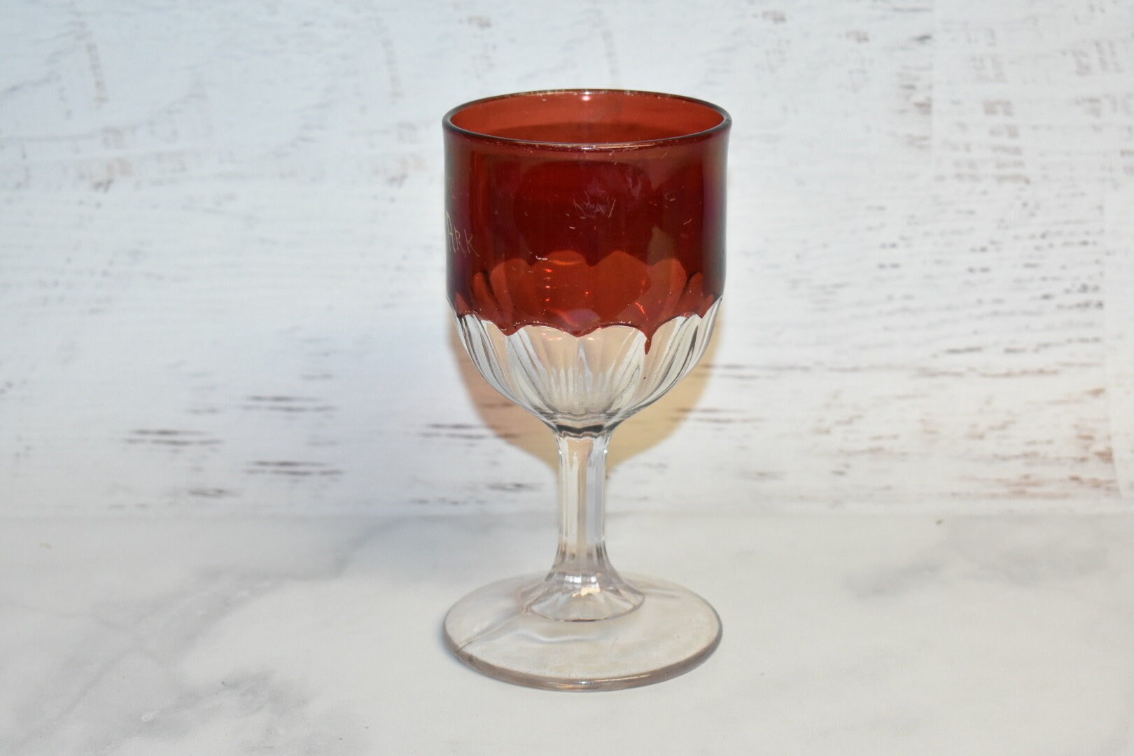 Vintage Ruby Flash Glass Goblet Ruby Flash Stained Glass - Etsy