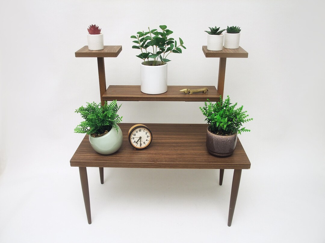 60s Tiered Plant Stand Mid Century Modern Multi Level Side Table ...