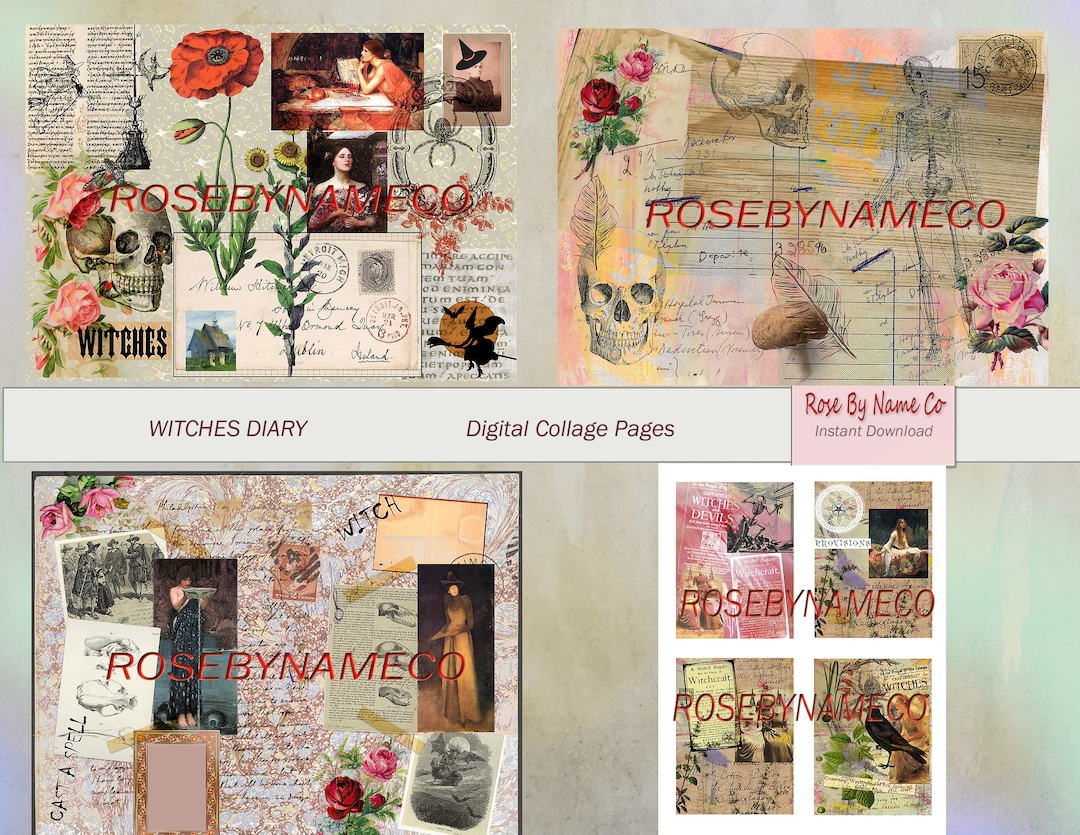 Witches Diary 1, Digital Collage Sheets, Vintage Images Printable ...