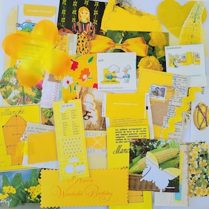 YELLOW Journal Kit .. 7, VINTAGE Ephemera, Journaling, Junk Journal ...