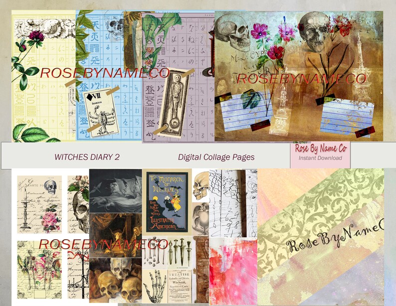 Witches Diary 2, Digital Collage Sheets, Vintage Images Printable ...