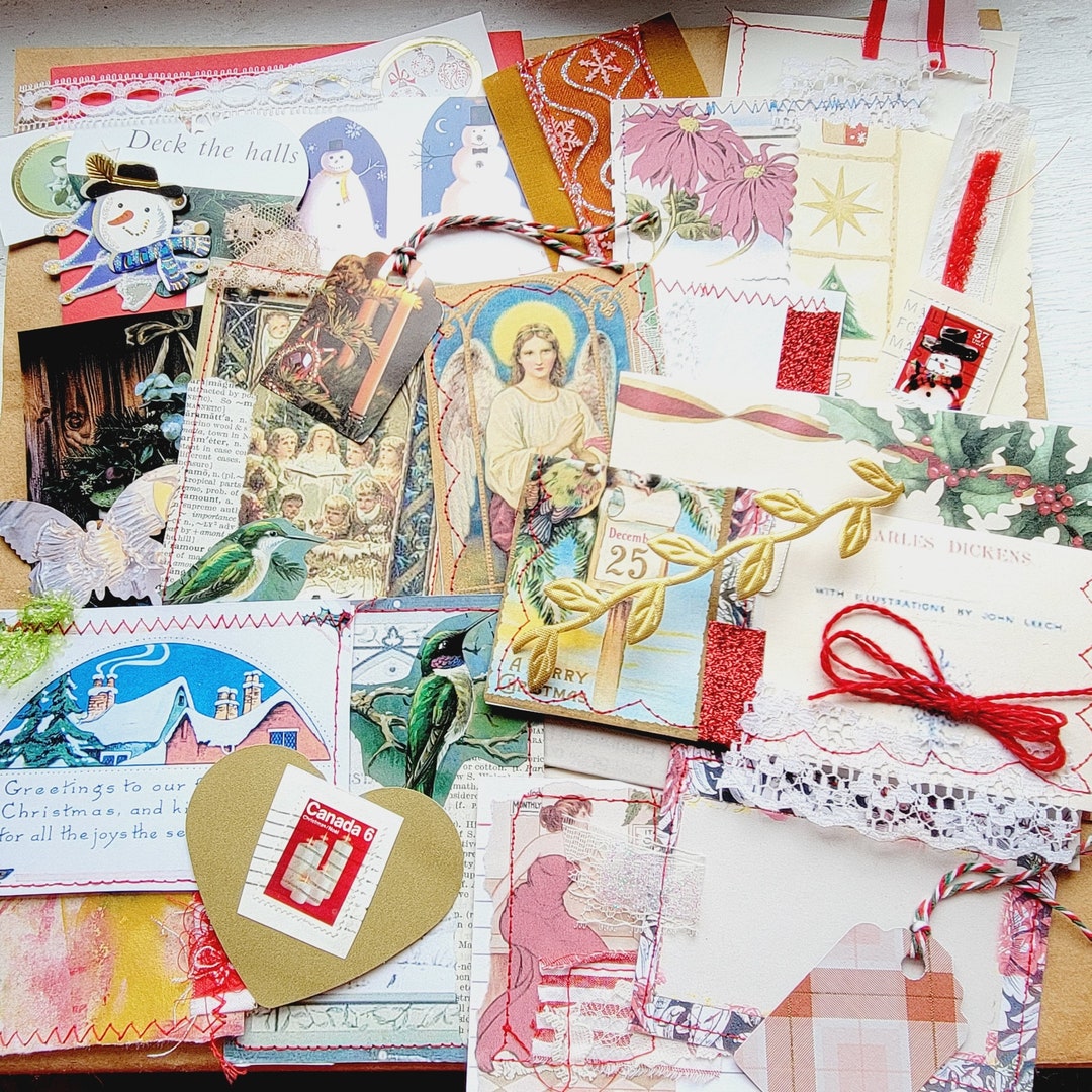 SEWN Christmas Journal Kit 3, HANDMADE, Ephemera for Junk Journals ...