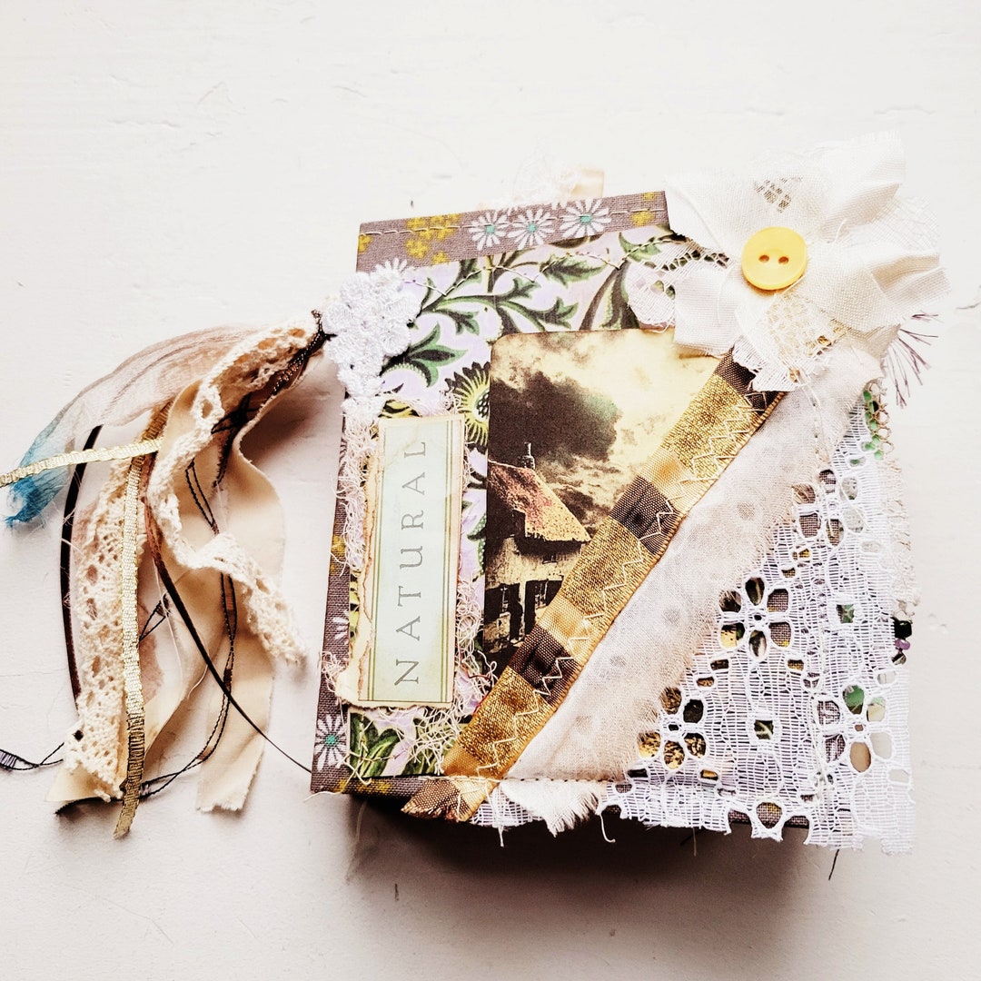 VINTAGE Mini Junk Journal, Natural, Floral, HANDMADE, FREE Shipping in ...