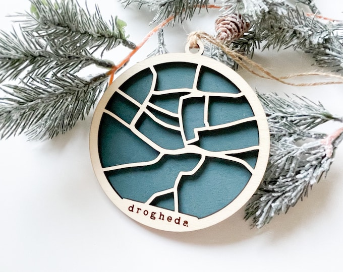 Drogheda City Street Map Ornament, Ireland City Map, Drogheda Christmas ...