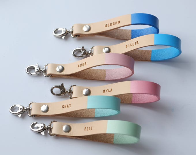 Personalized Leather Keychain, Custom Name Leather Key Ring, Keyring ...