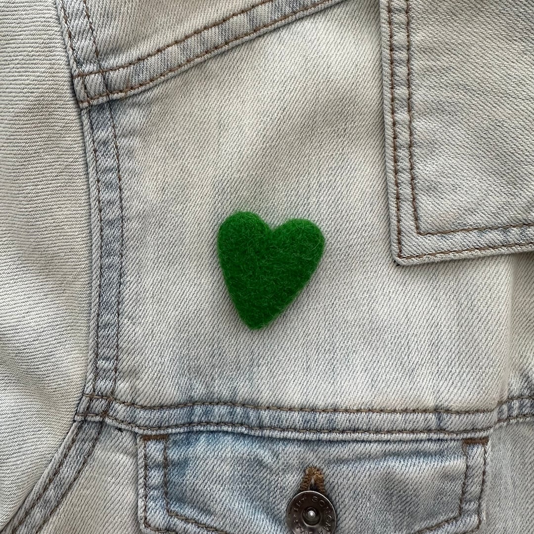 Small Green Heart Pin - Felt Heart Jewelry - Wool Green Heart Pin - Etsy