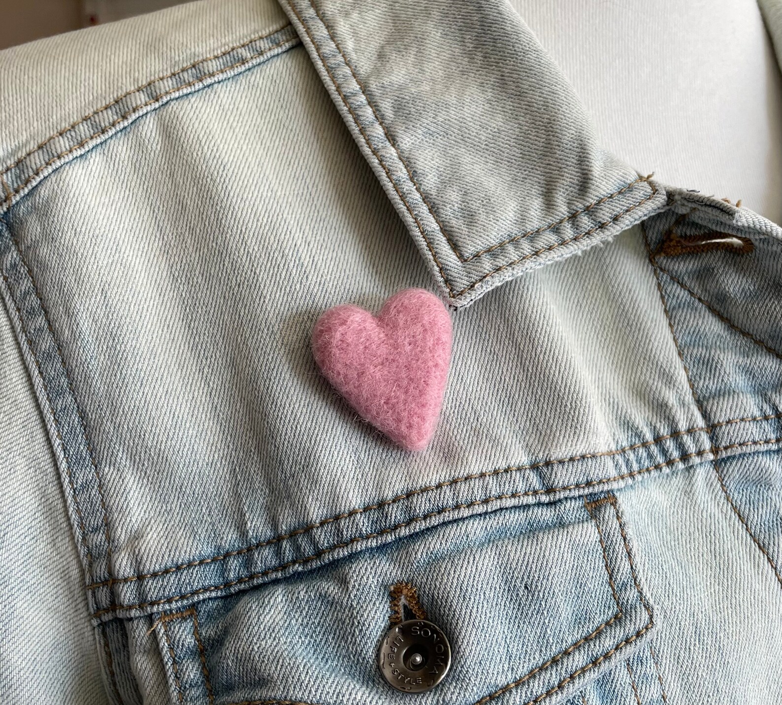 Small Pink Wool Heart Pin – Handmade Felt Brooch - Etsy
