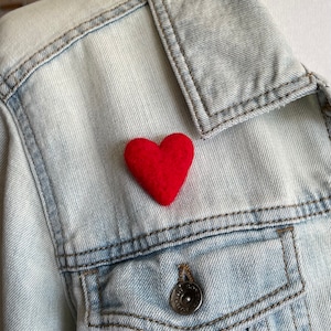Small Red Heart Pin - Lapel Brooch for Weddings - Felt Heart Jewelry ...