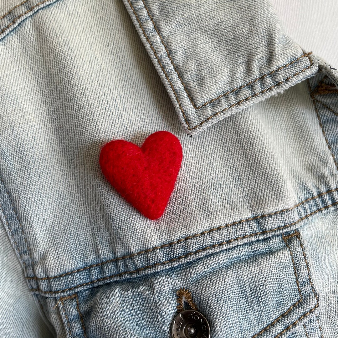 Small Red Heart Pin - Lapel Brooch for Weddings - Felt Heart Jewelry ...