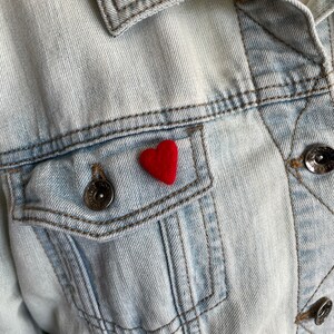 Tiny Red Heart Pin - Lapel Brooch for Weddings - Felt Heart Jewelry ...