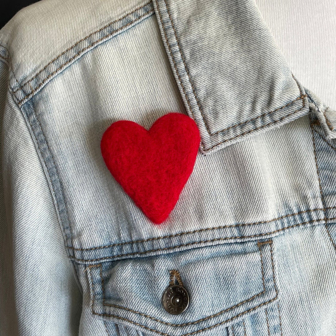 Big Felted Red Heart Pin - Valentine's Day Heart Brooch - Felt Heart ...