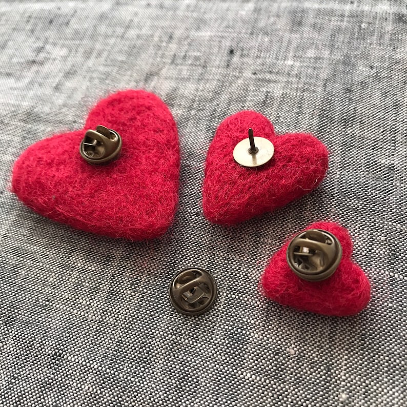 Small Red Heart Pin Lapel Brooch for Weddings Felt Heart | Etsy