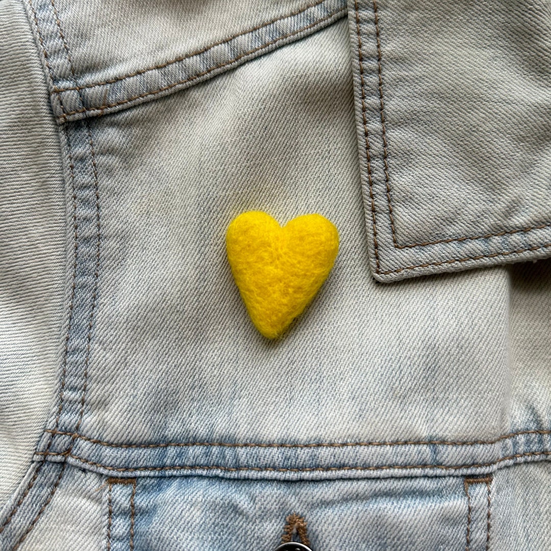 Small Yellow Heart Pin - Felt Heart Jewelry - Wool Yellow Heart Pin - Etsy