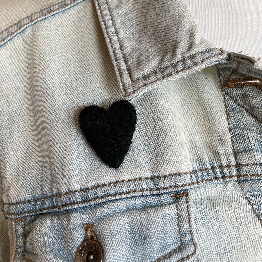 Small Black Heart Pin - Felt Heart Jewelry - Wool Heart Pin - Etsy