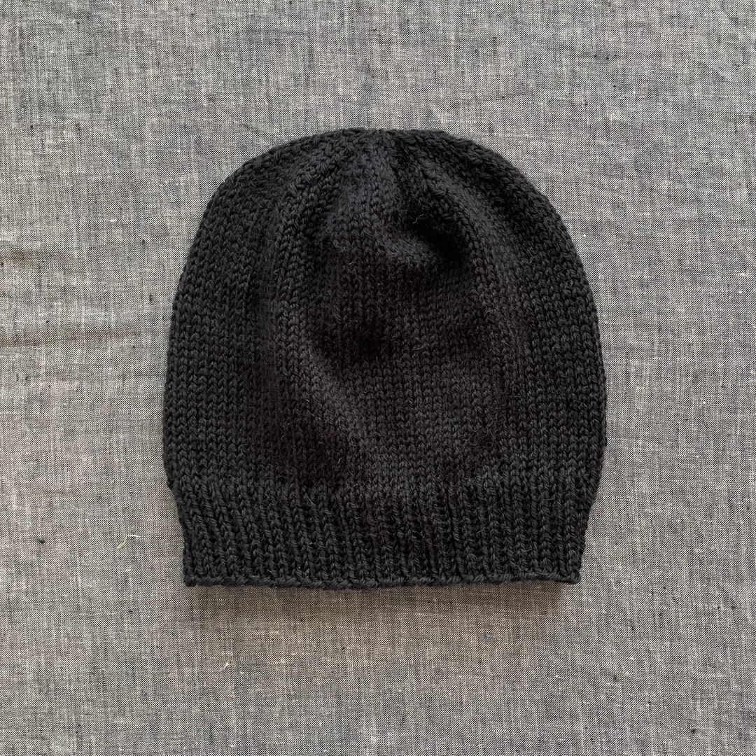 Black Hand Knitted Winter Beanie - Baby Through Adult Sizes Available ...