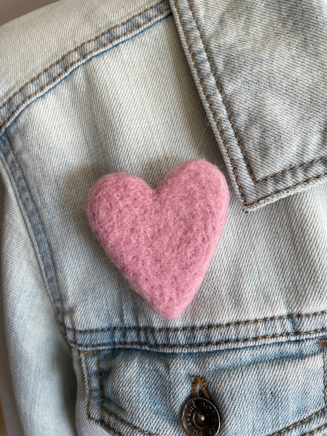 Big Pink Heart Pin - Valentine's Day Heart Brooch - Felt Heart Jewelry ...
