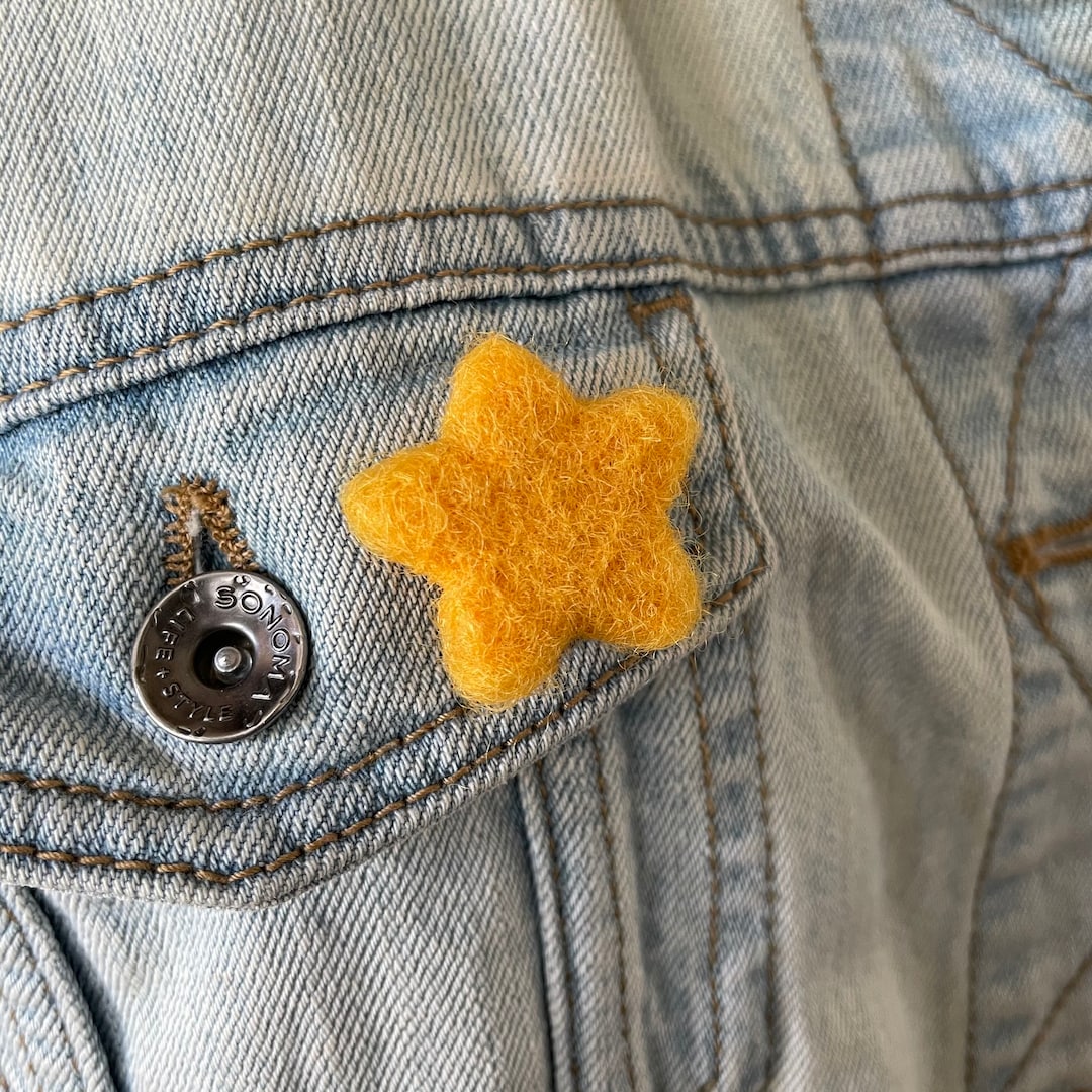 Small Golden Yellow Star Pin - Felt Star Jewelry - Wool Gold Star Pin ...