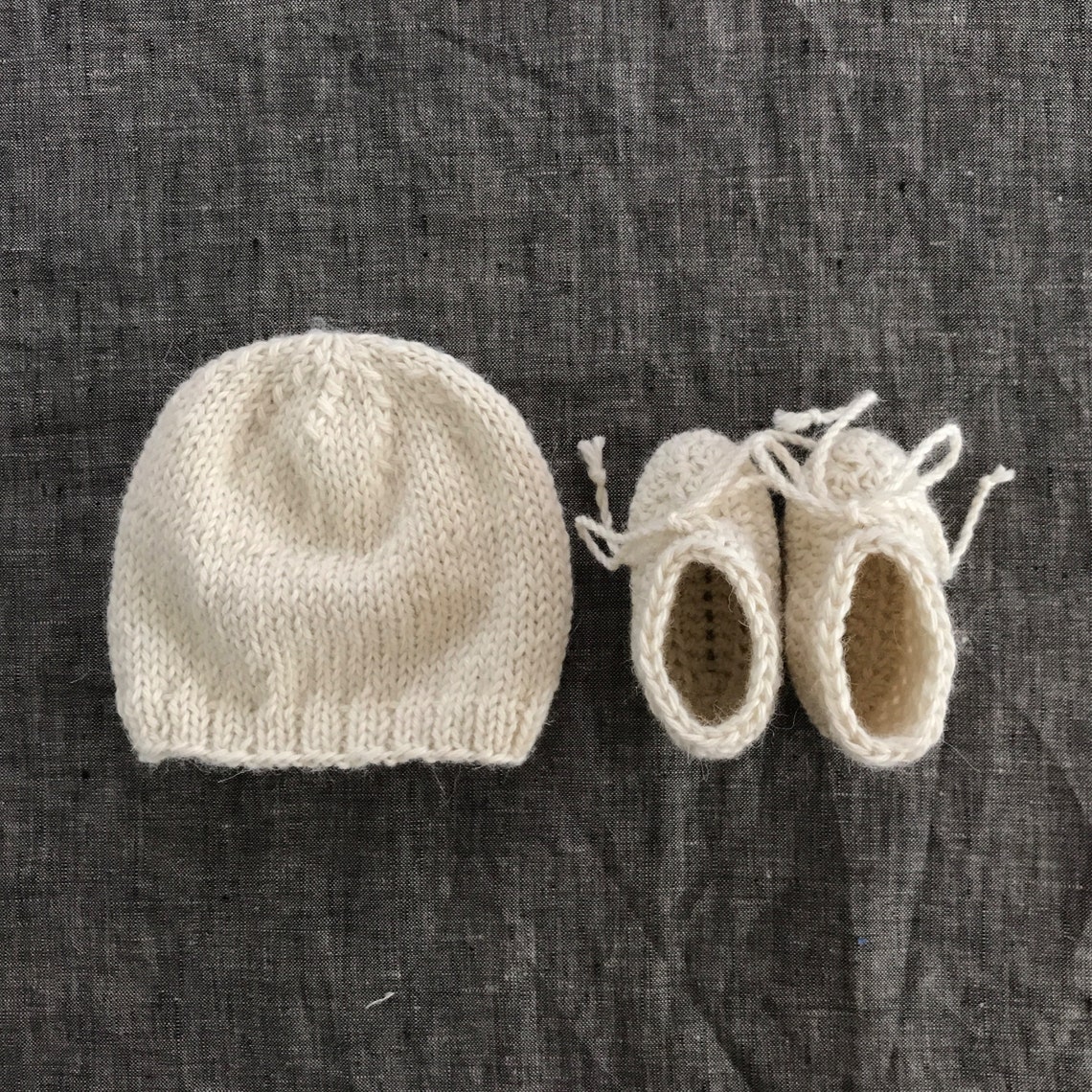 Hand Knit Baby Set Baby Alpaca or Merino Wool Hat & Bootie | Etsy