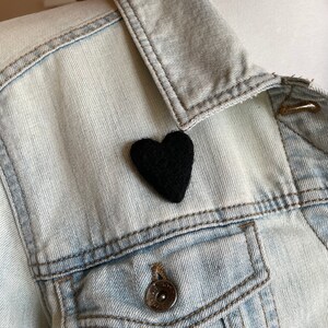 Small Black Heart Pin - Felt Heart Jewelry - Wool Heart Pin - Etsy