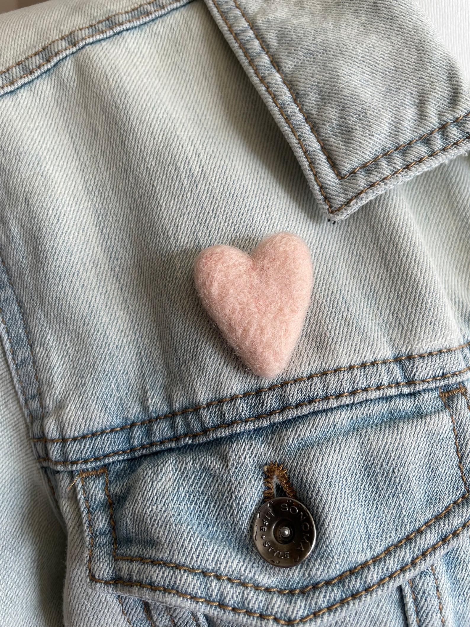 Small Pale Pink Heart Pin - Mother's Day Heart Brooch - Felt Heart ...